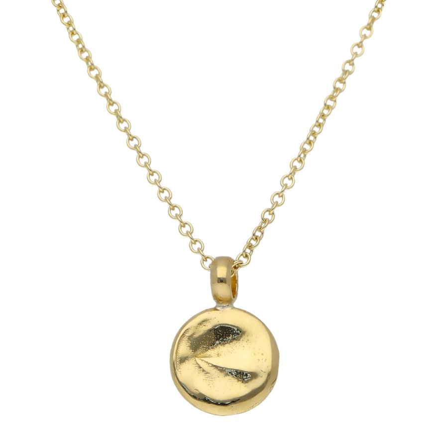 New 9ct Yellow Gold Textured Small Disc Pendant & 18" Necklace
