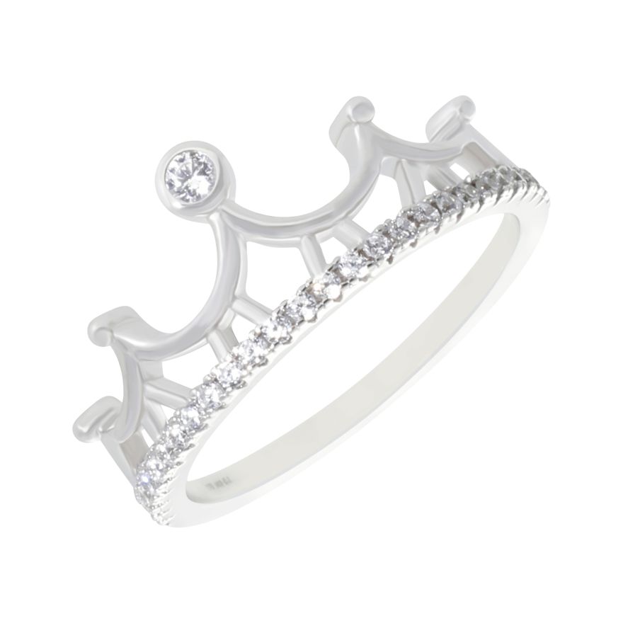 New Sterling Silver Cubic Zirconia Crown Ring
