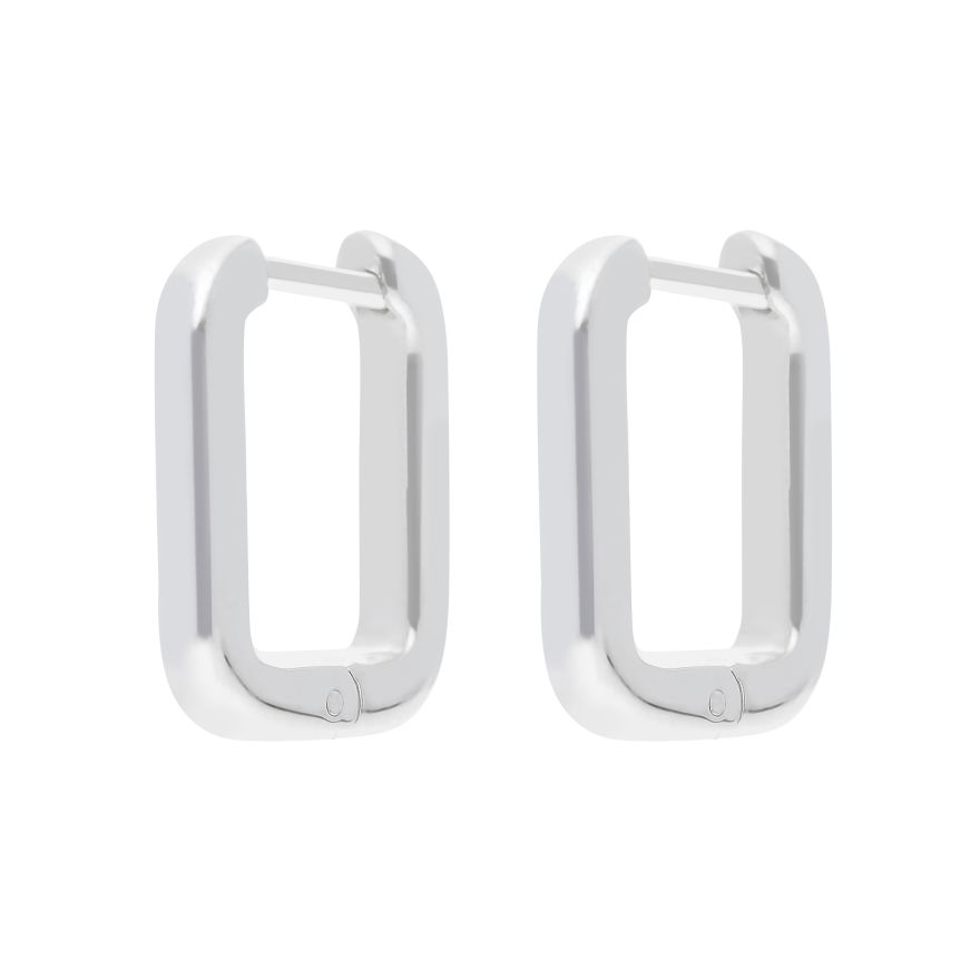 New Sterling Silver Rectangle Hoop Earrings