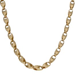 New 9ct Yellow Gold 22" Patterned Tulip Link Chain Necklace 63g