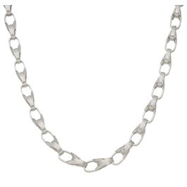 New Sterling Silver 24" Patterned Tulip Link Chain Necklace