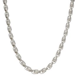 New Sterling Silver 24" Patterned Tulip Link Chain Necklace