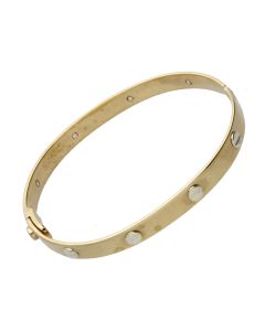 New 9ct Gold Twisted Design Ladies Hinged Bangle